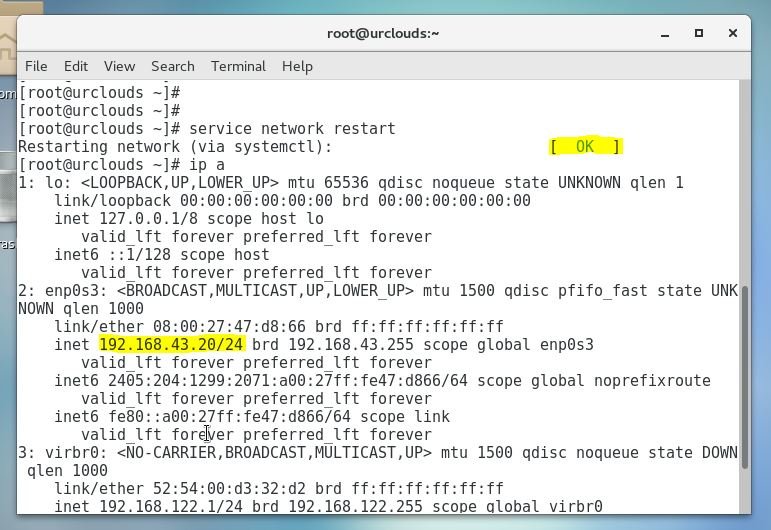 Network Configuration After Centos 7 Minimal Installation Urclouds